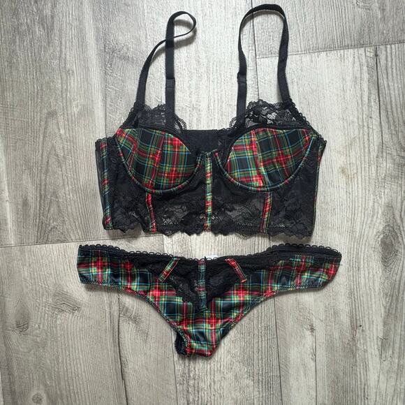 Adore Me | Intimates & Sleepwear | Adore Me Plaid Longline Bra And ...